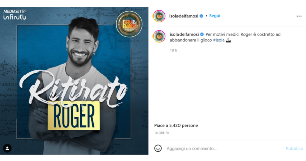 Roger Balduino si ritira dall’Isola dei Famosi a causa di un infortunio ...